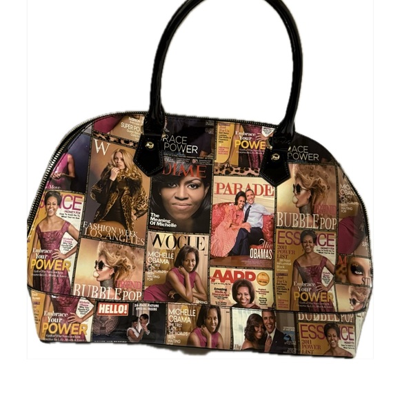 Bags | Michelle Obama Glossy Magazine Cover Collage Satchel | Poshmark